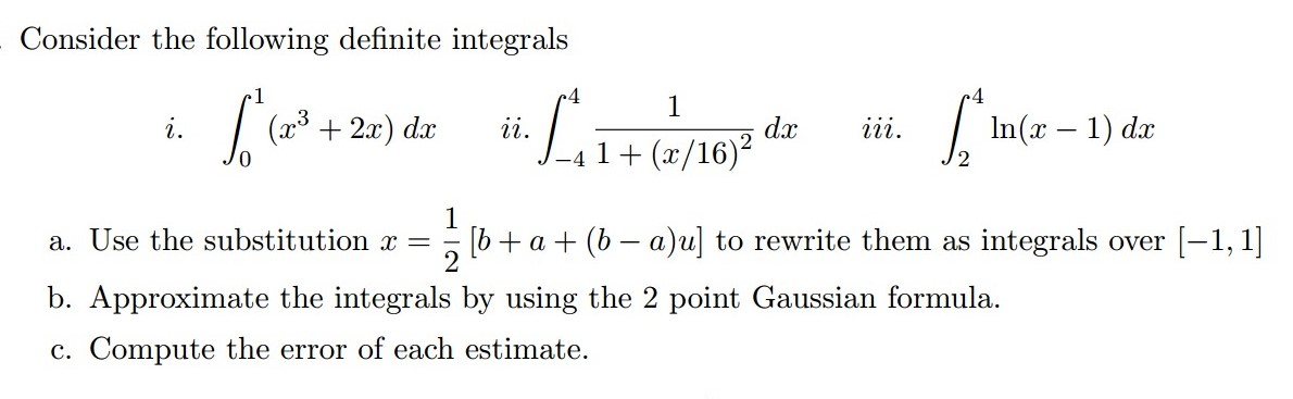 Solved Consider the following definite integrals [(x^3 + 2x) | Chegg.com
