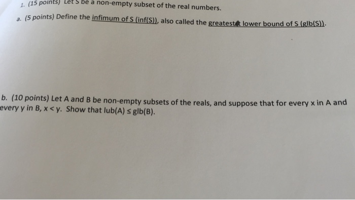 Solved Let S be a non-empty subset of the real numbers. | Chegg.com