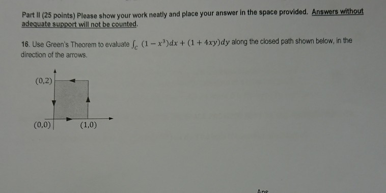 Solved Part ll(25 adequate support will not be counted | Chegg.com