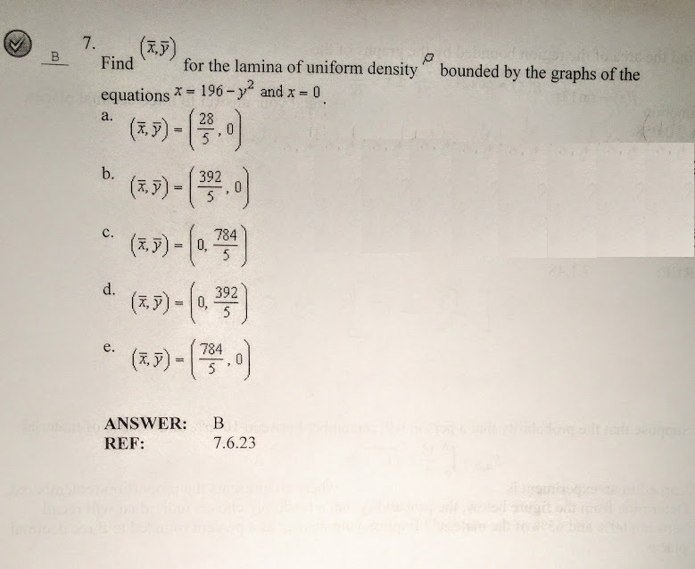 Solved Find (bar x, bar y) for the lamina of uniform density | Chegg.com
