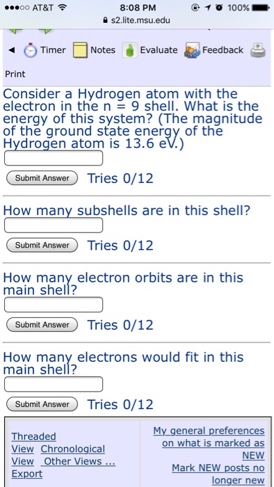 Solved Consider A Hydrogen Atom With The Electron In The N