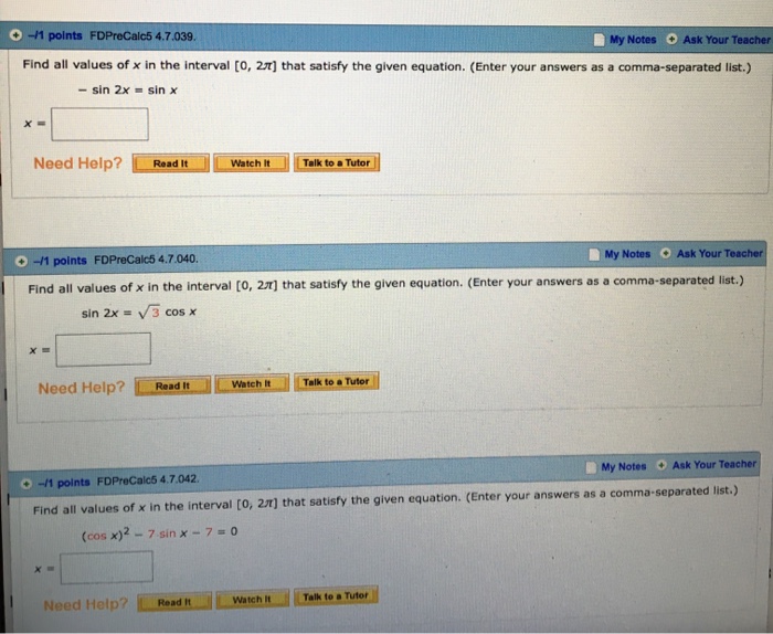 Solved Find all values of x in the Interval [0, 2pi) that | Chegg.com