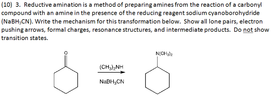 Solved (10) 3. Reductive amination is a method of preparing | Chegg.com