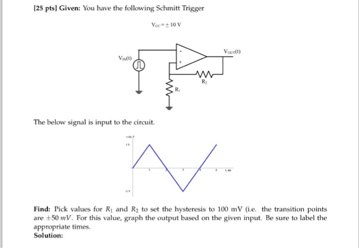 Solved Given: You have the following Schmitt Trigger The | Chegg.com