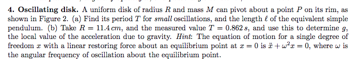 Solved 4. Oscillating disk. A uniform disk of radius R and | Chegg.com