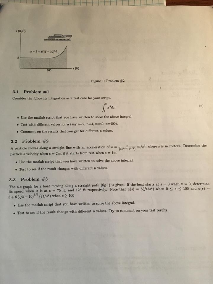 Solved Matlab Assignment Numerical Integration Mech 2330 