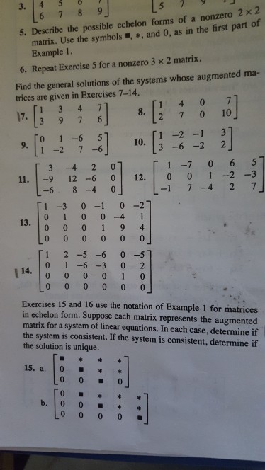Solved 5. Describe the possible echelon forms of a nonzero | Chegg.com