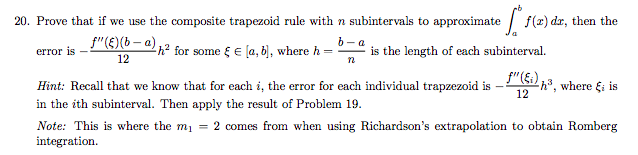 Solved 20. Prove that if we use the composite trapezoid rule | Chegg.com