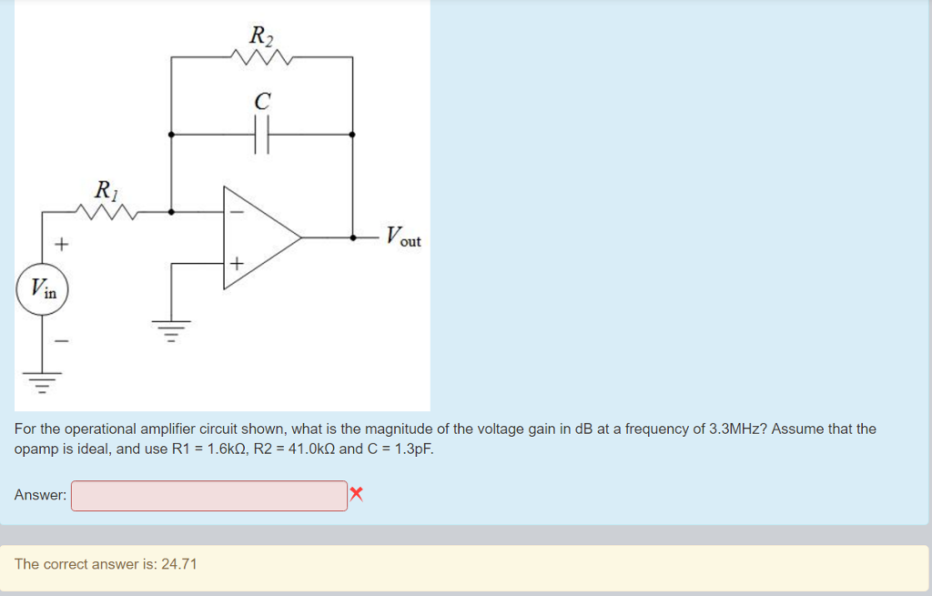 Solved For the operational amplifier circuit shown, what | Chegg.com