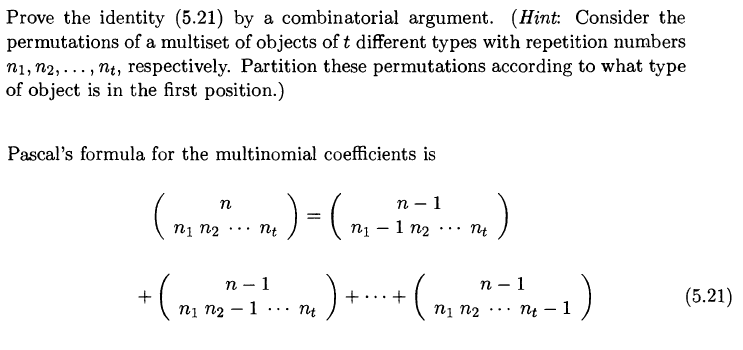 Solved Prove the identity (5.21) by a combinatorial | Chegg.com