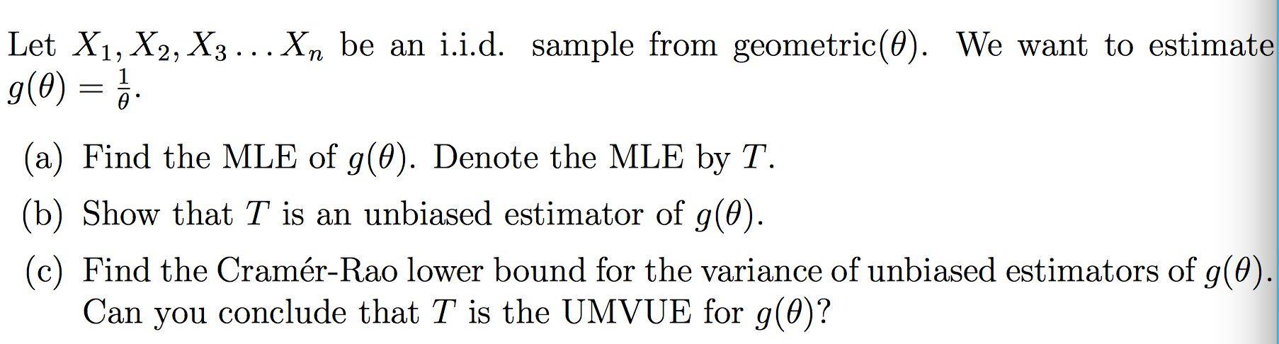 Solved Let X1, X2, X3.. . Xn, be an i.i.d. sample from | Chegg.com