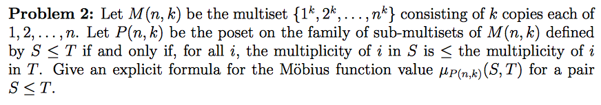 Problem 2: Let M(n, k) be the multiset [1*,2*,... | Chegg.com