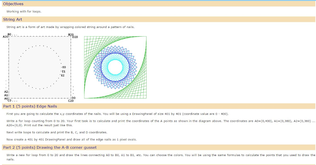 Solved Objectives Working with for loops. String Art String | Chegg.com