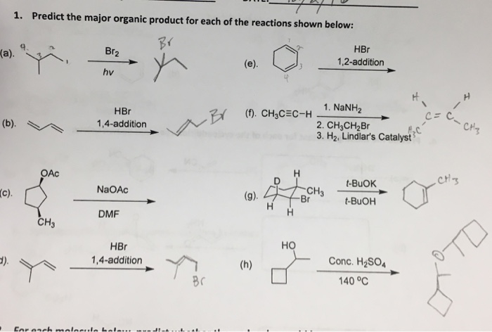 Solved Predict the major organic product for each of the | Chegg.com