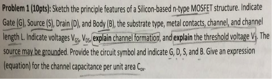 Solved Problenm 1 0ptssketch The Principle Features Ofa 