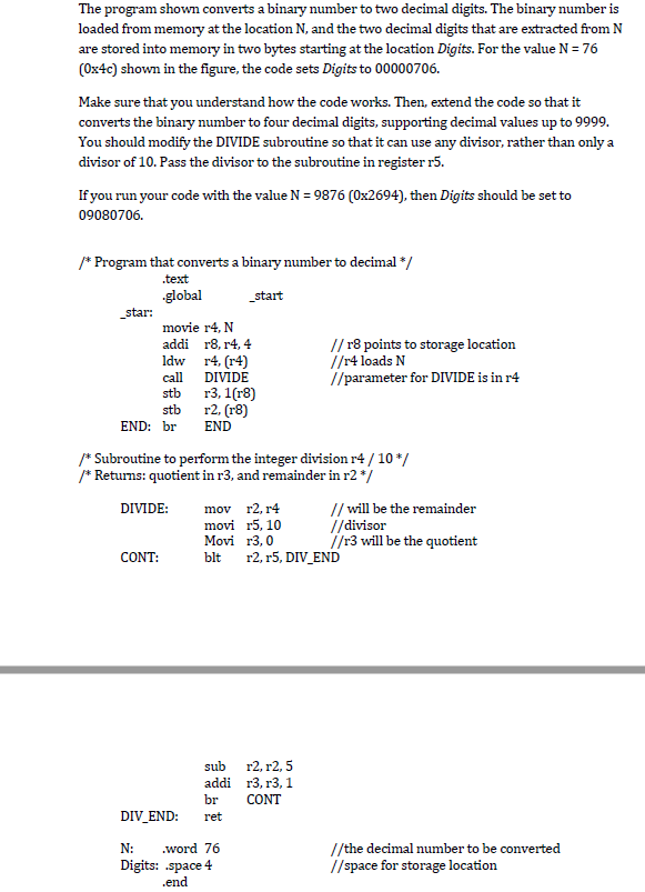 Solved The program shown converts a binary number totwo | Chegg.com