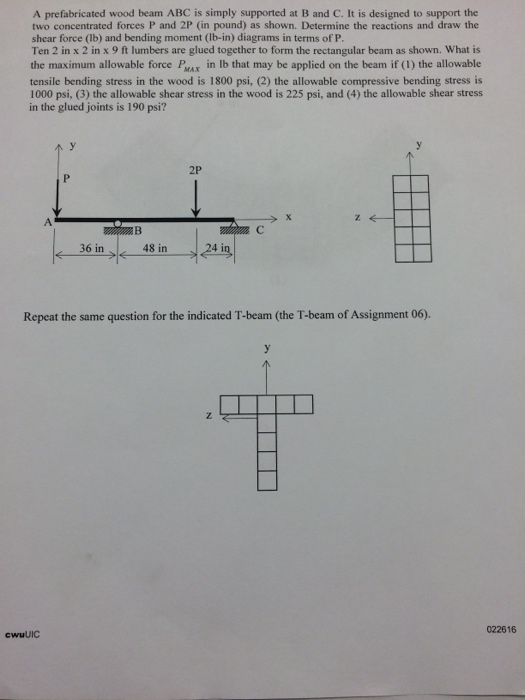 Solved A prefabricated wood beam ABC is simply supported at | Chegg.com