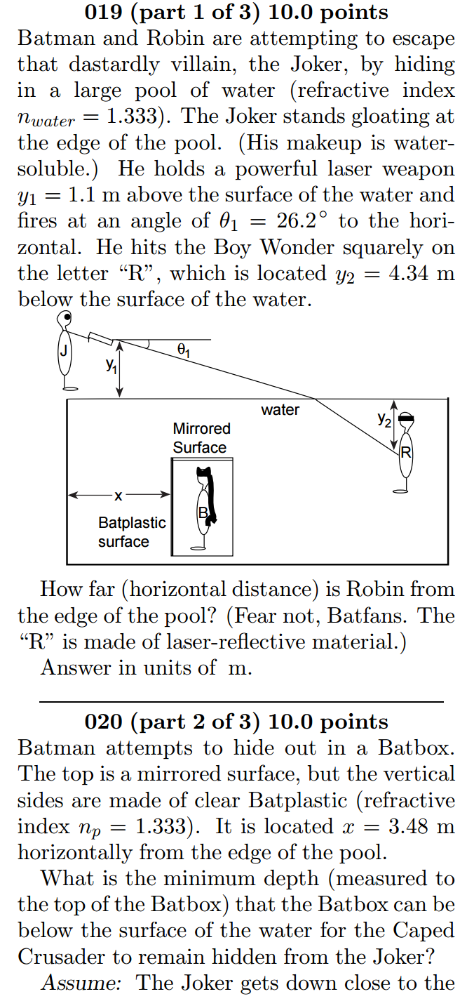 Solved water for the bes t vieW Answer in units of m. 021 | Chegg.com