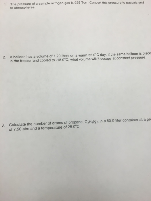 Solved The pressure of a sample nitrogen gas is 925 Torr. | Chegg.com