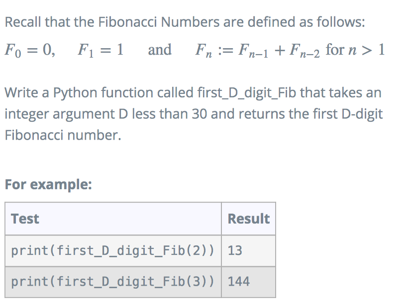Solved Recall that the Fibonacci Numbers are defined as | Chegg.com