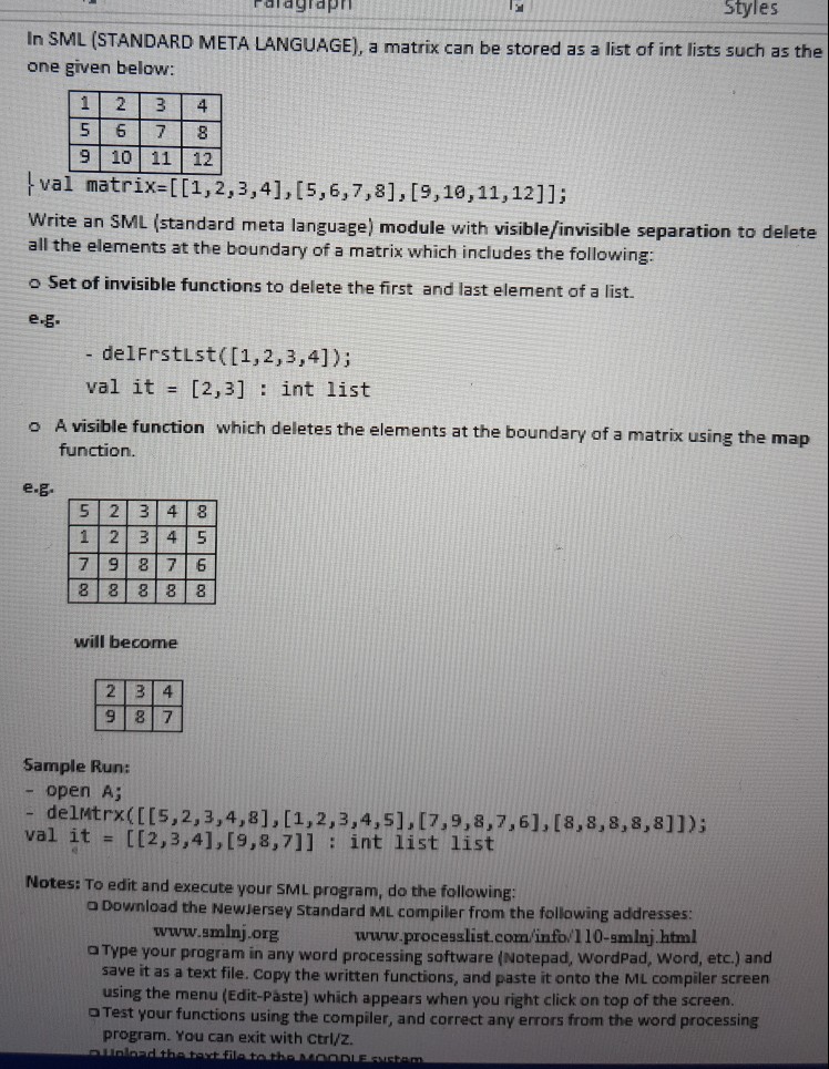 Solved ralagiapn Styles In SML (STANDARD META LANGUAGE), a | Chegg.com
