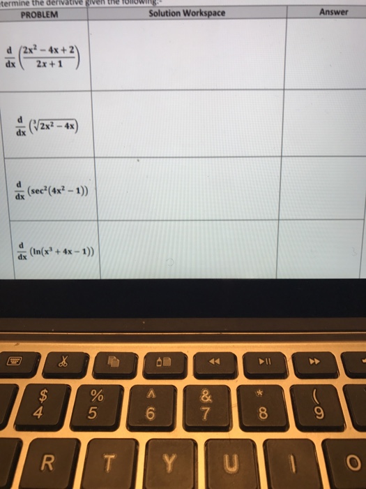 Solved d/dx (2x^2 - 4x + 2/2x + 1) d/dx (Cubicroot 2x^2 - | Chegg.com