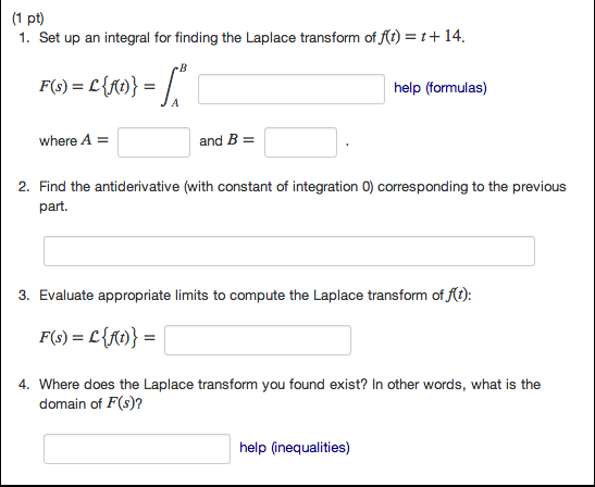 Solved 1. Set up an integral for finding the Laplace | Chegg.com