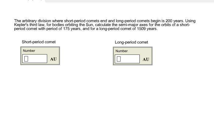 Solved The arbitrary division where short-period comets end | Chegg.com