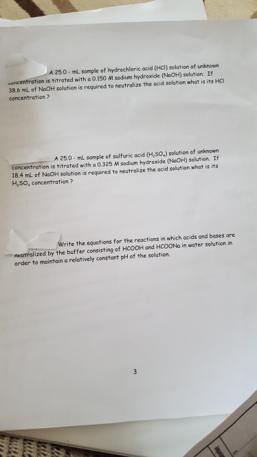 Solved A 25.0-mL sample of hydrochloric ocid (HCI) solution | Chegg.com