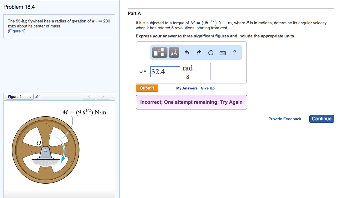 Solved Problem 18.4 The 55-kg flywheel has a radius of | Chegg.com