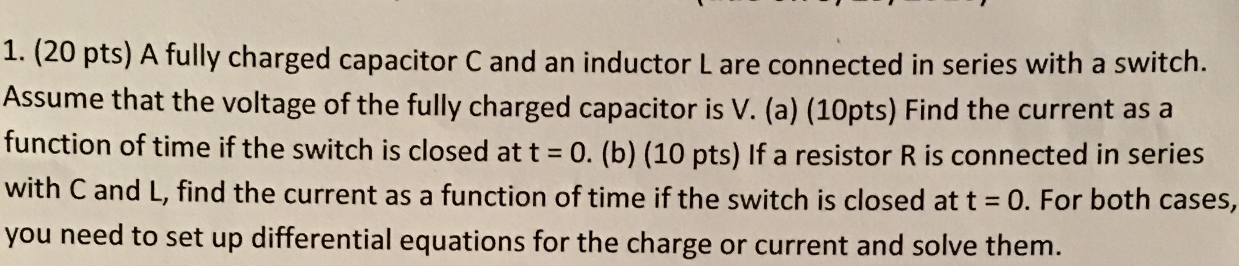 Solved A fully charged capacitor C and an inductor L are | Chegg.com