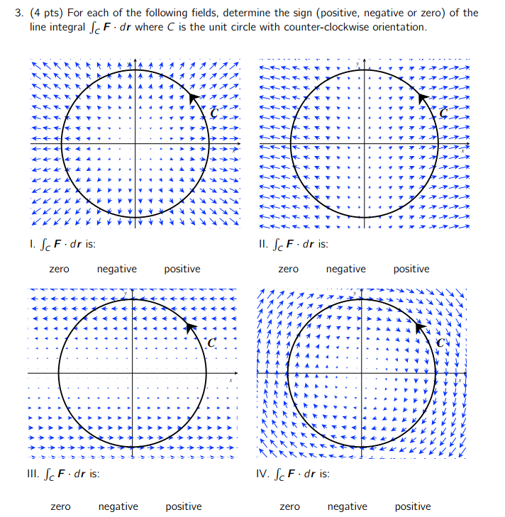 Solved For each of the following fields, determine the sign | Chegg.com