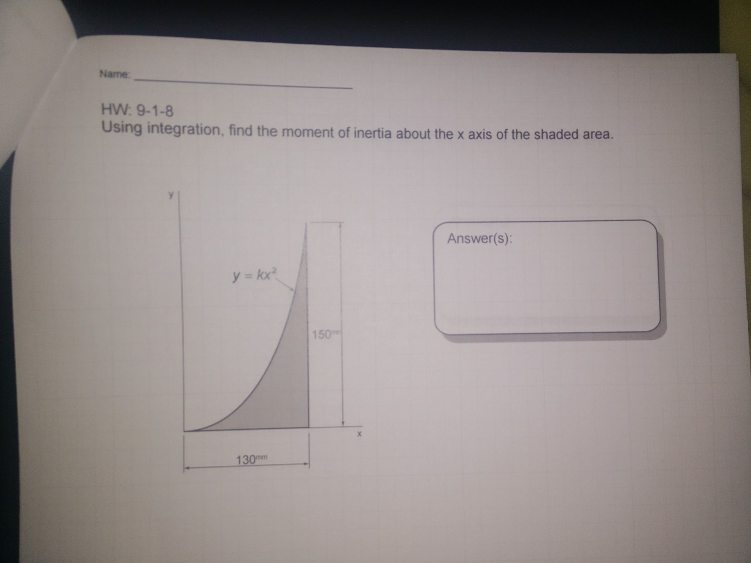 Solved Using integration, find the moment of inertia about | Chegg.com