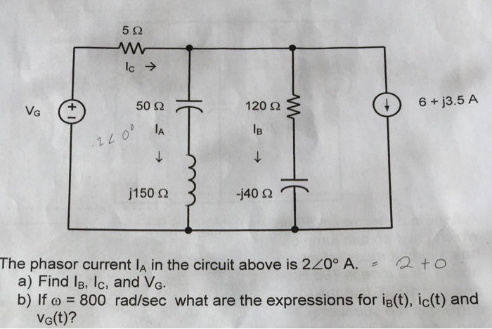 Solved The phasor current l_A in the circuit above is 2 | Chegg.com