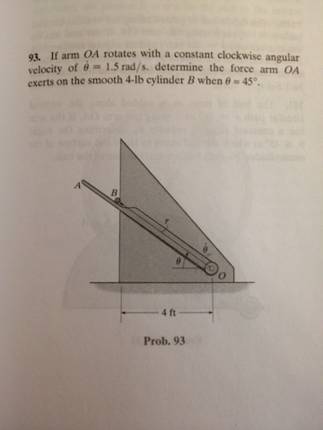 If arm OA rotates with a constant clockwise angular | Chegg.com