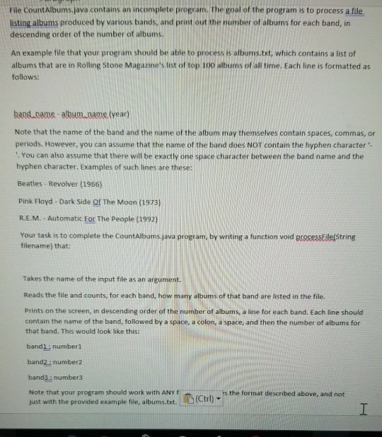 Solved File CountAlbums.java contains an incomplete program. | Chegg.com
