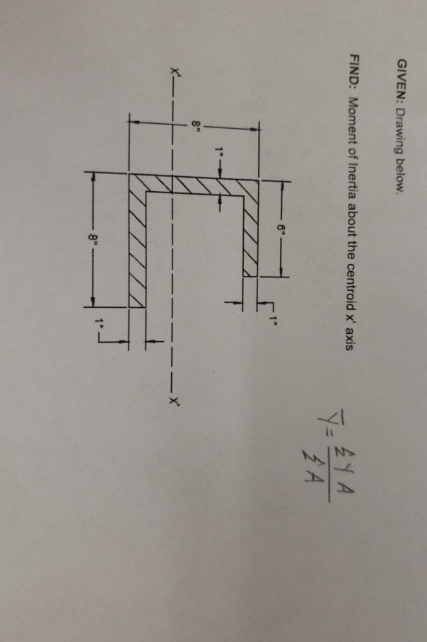 Solved GIVEN: Drawing below. FIND: Moment of Inertia about | Chegg.com