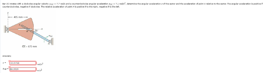 Solved Bar Oc Rotates With A Clockwise Angular Velocity ωoc