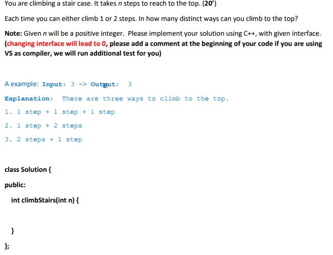 Solved You are climbing a stair case. It takes n steps to | Chegg.com