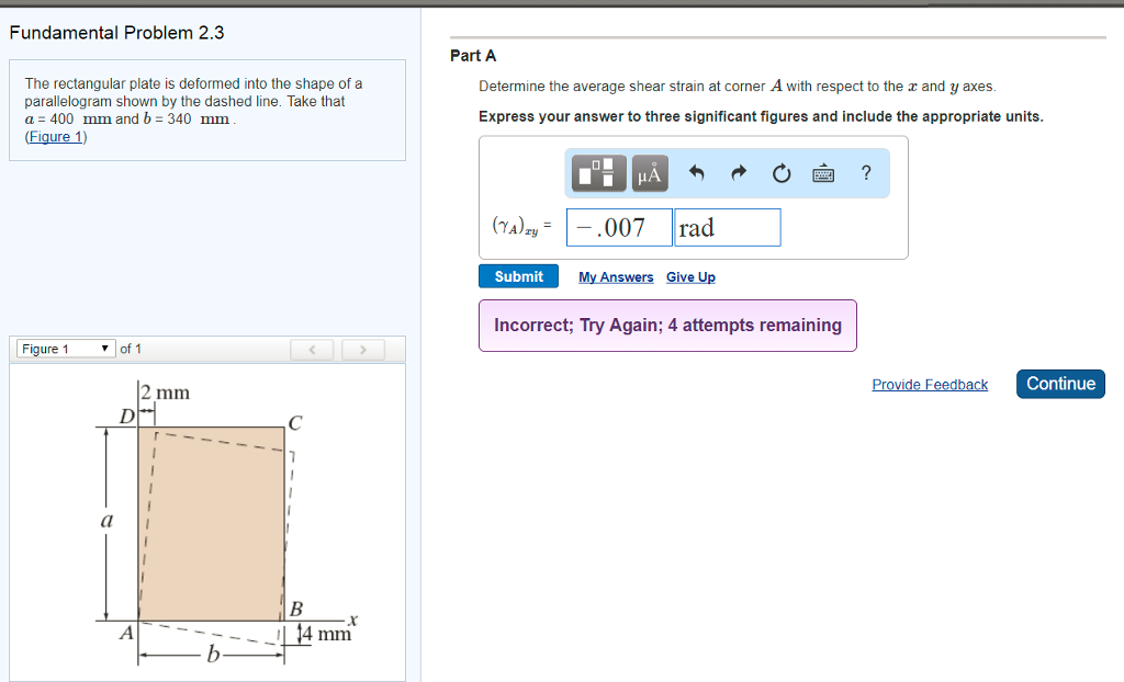 Solved Fundamental Problem 2.3 Part A The rectangular plate | Chegg.com