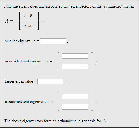 Solved Find the eigenvalues and associated unit eigenvectors | Chegg.com
