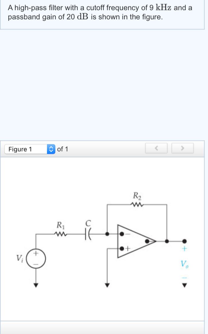 Solved A high-pass filter with a cutoff frequency of 9 kHz | Chegg.com