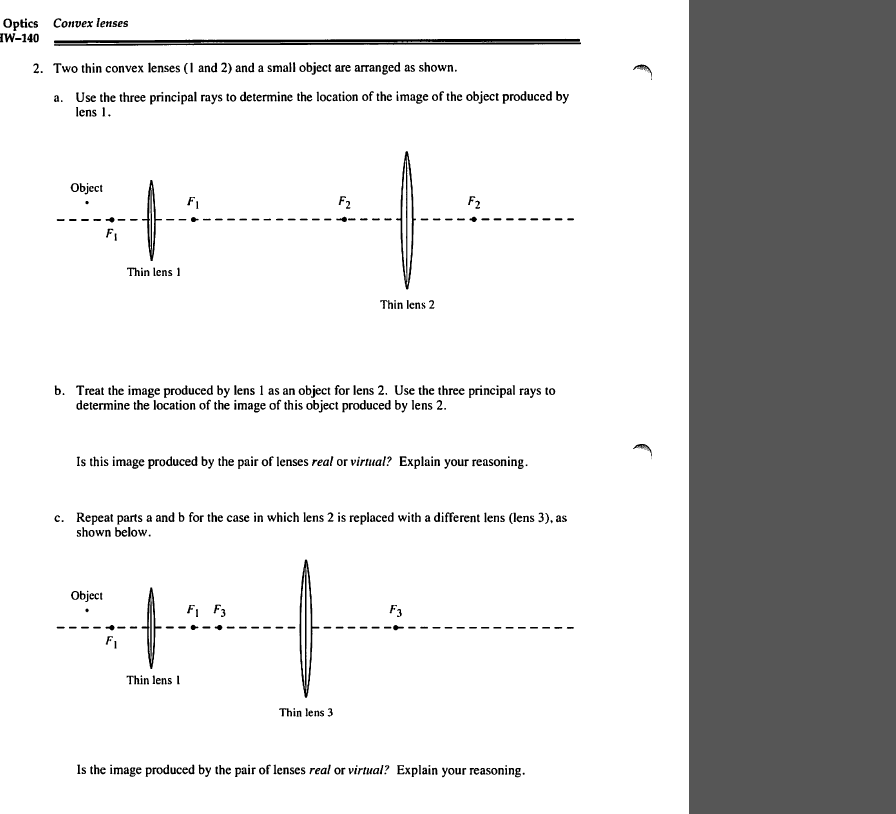 OneClass: two thin convex lenses and a small object are arranged as shown