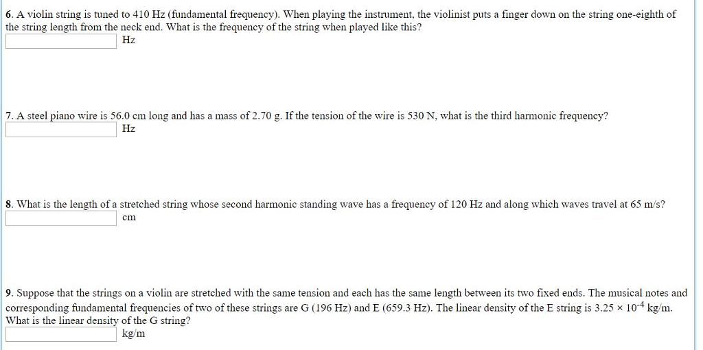 Solved 6. A violin string is tuned to 410 Hz (fundamental | Chegg.com