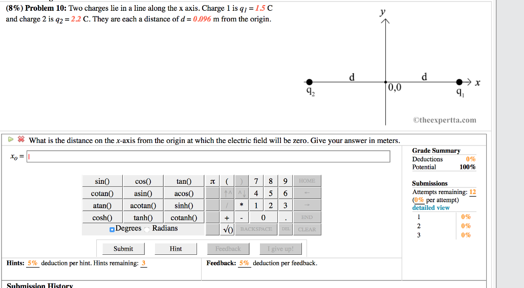 Two Charges Lie on the X Axis