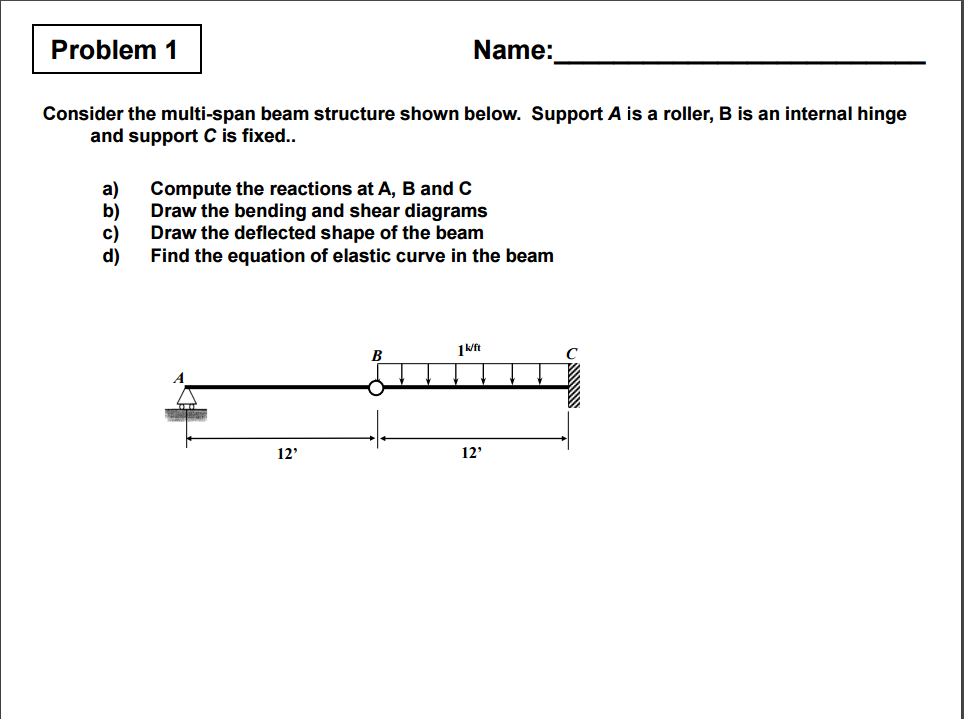 Solved Consider the multi-span beam structure shown below. | Chegg.com