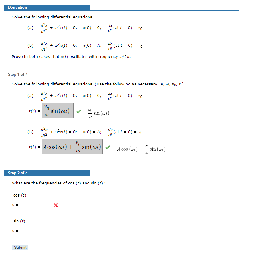Solved Derivation Solve the following differential equations | Chegg.com