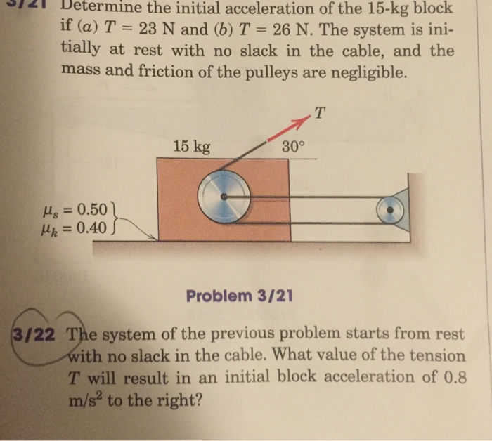 Solved Determine the initial acceleration of the 15-kg block | Chegg.com