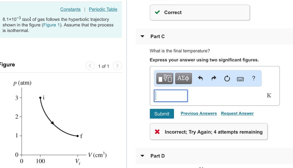 Solved Constants Periodic Table Correct 8.1x103 mol of gas | Chegg.com