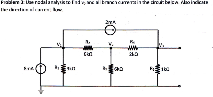 Solved Use nodal analysis to find v0 and all branch currents | Chegg.com